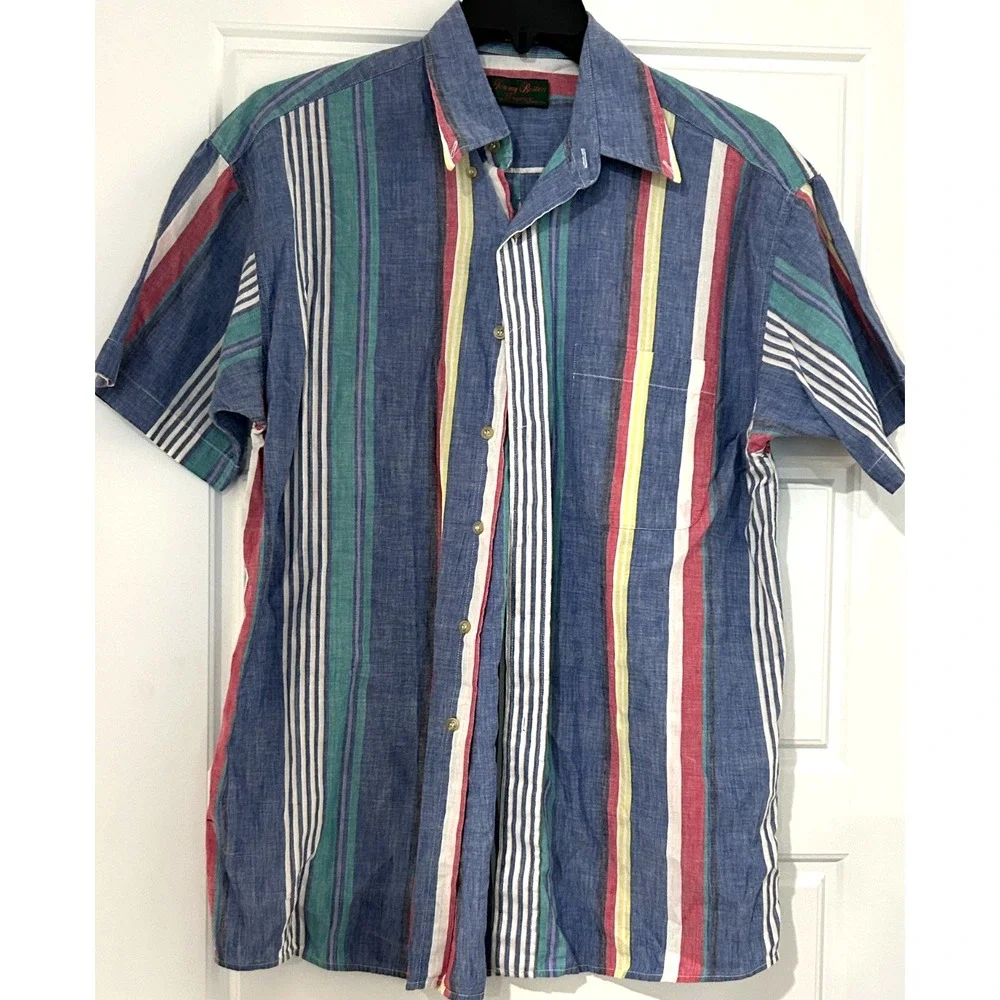 Shirts | Jeremy Boston Co Shirt Mens Medium Blue Red Striped Indian ...